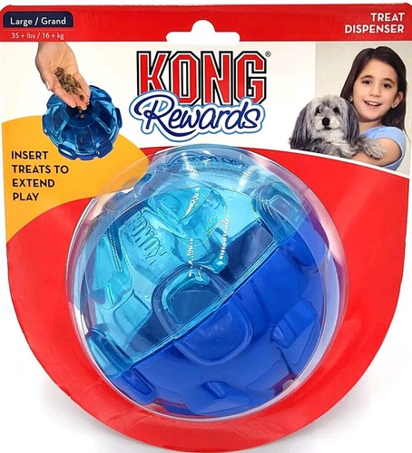 KONG Rewards Ball LARGE Treat Dispensing Slow Feeder Dog Puzzle Toy 4. ...
