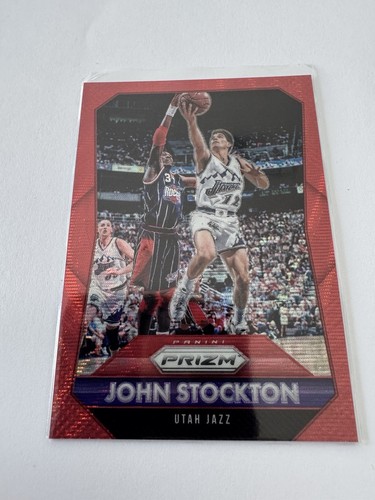 2015-16 Panini Prizm John Stockton Red Wave Prizm Parallel /350 Utah ...