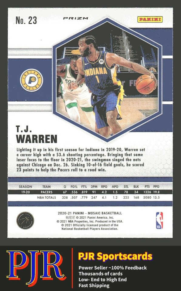 2020 Panini Mosaic #23 TJ Warren Green Indiana Pacers 35% Off 4+ Items ...