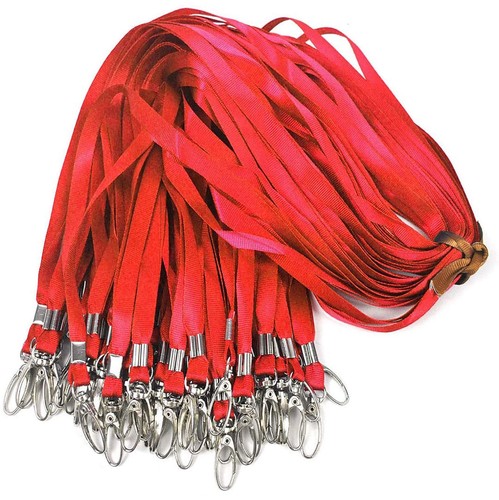 Red Lanyards 50Pcs Nylon Bulk Lanyard for Id Badges with Swivel Hooks ...