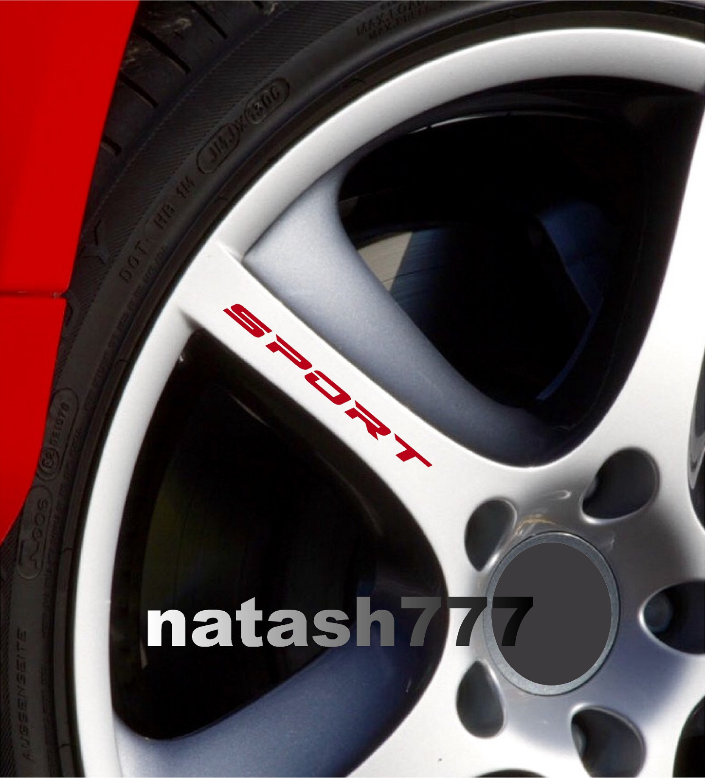 SPORT Decal Sticker Wheels Rims Racing Car Sticker Emblem logo RED Set ...