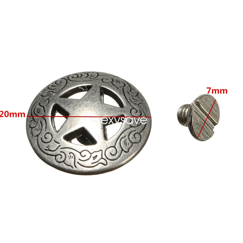 3/4" Western Texas Star Concho Buttons Snap Fastener Silver Color 21mm ...