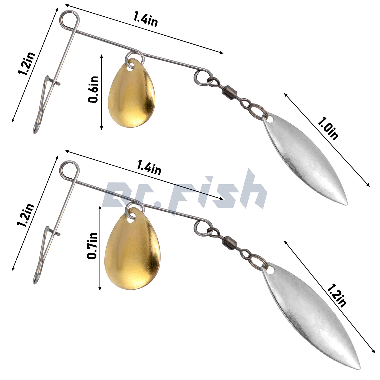 Dr.Fish 10 Pack Fishing Jig Spinnerbait Colorado Willow Spinner Blade ...