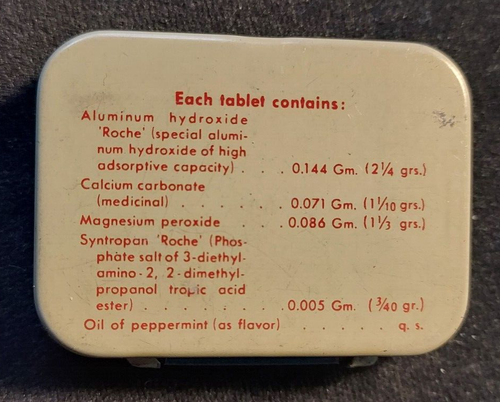 Old Advertising Medicine Tin Syntrogel Roche Hoffman La Roche Nutley NJ ...