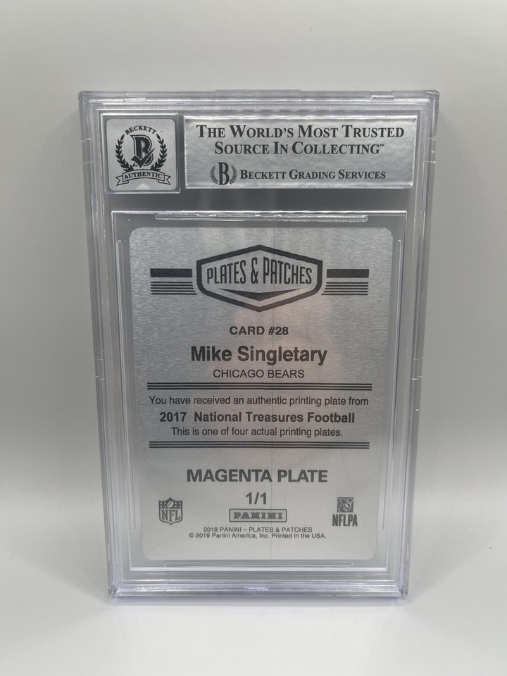 Mike Singletary Signed 2017 Plates & Patches 1/1 Printing Plate Beckett ...