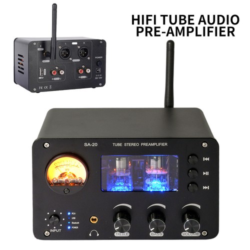 HiFi 2.0 Channel Tube Audio Bluetooth Stereo Processor Preamp Pre ...