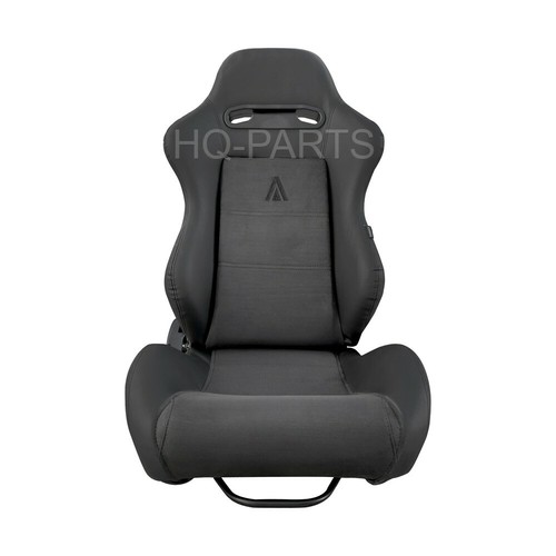 2X TANAKA BLACK PVC LEATHER & BLACK SUEDE RACING SEATS RECLINABLE FITS ...