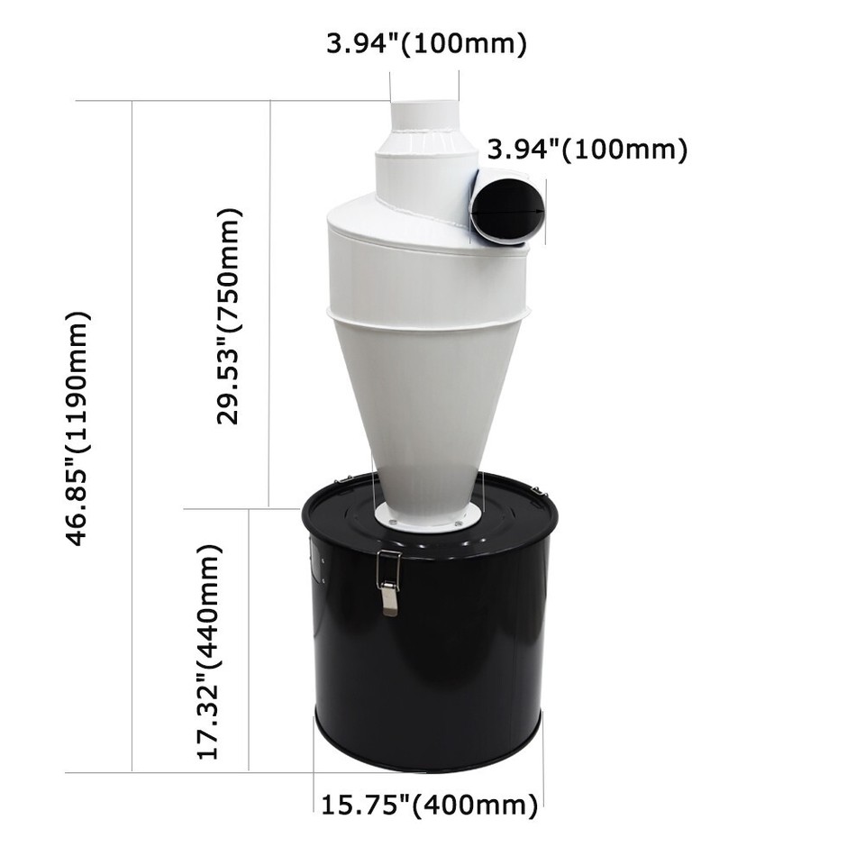 New 50L Cyclone Dust Collector with Barrel Cyclone Separator Cyclone ...