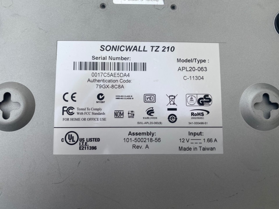 SONICWALL TZ 210 APL20-063 Firewall Appliance Tested Working | eBay