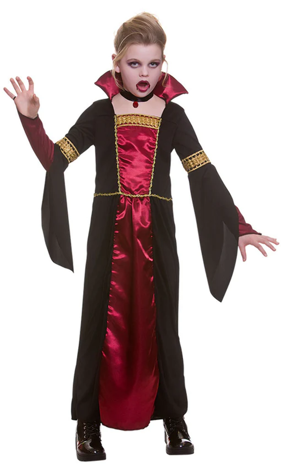 Girls Vampiress Costume Halloween Vampire Kids Fancy Dress Outfit | eBay