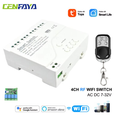 Tuya WiFi RF Smart Switch Module DC5V 7-32V 433MHZ 4keys Remote Control ...