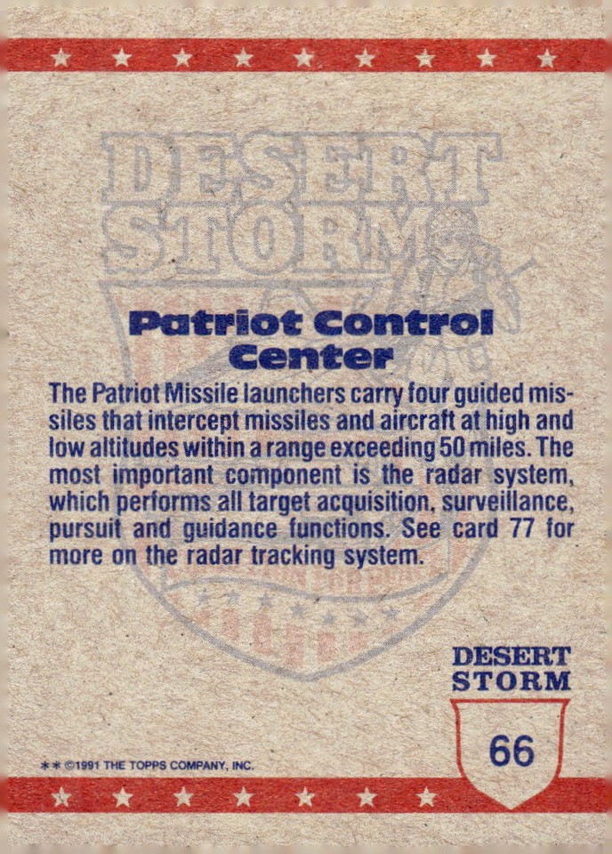 1991 Topps-Desert Storm #66 - Patriot Control Center | eBay