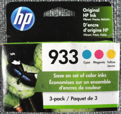 HP 933 Cyan Magenta Yellow Ink Cartridges 3 Pack new sealed ...