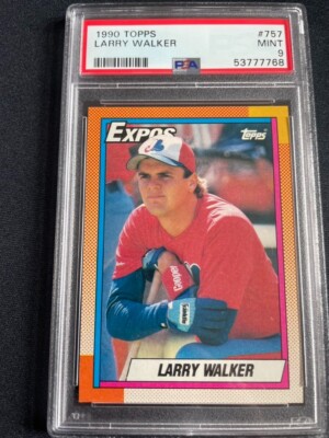 1990 Topps Larry Walker Rookie RC #757 PSA 9 Mint HOF Montreal Expos ...
