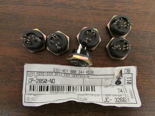 Lot of 6 Digi-Key CP-2850-ND Connector Mini-DIN 6pin Fem Vertscrew New ...