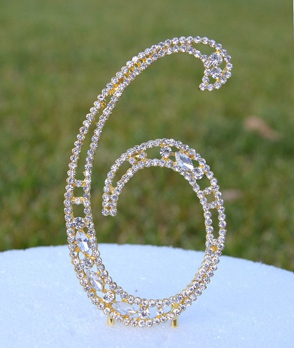 5" Crystal Rhinestone Gold Cake Topper Letter Monogram Golden Wedding ...