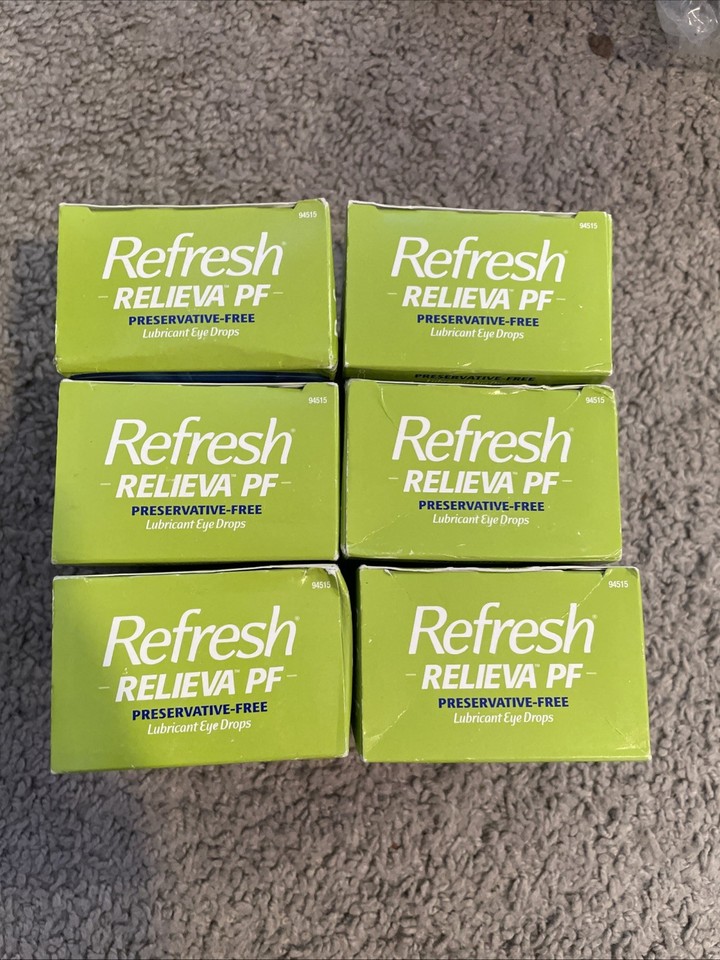 A LOT 6 Refresh Relieva PF Lubricant Eye Drops Sealed 30 Vials Each Exp ...