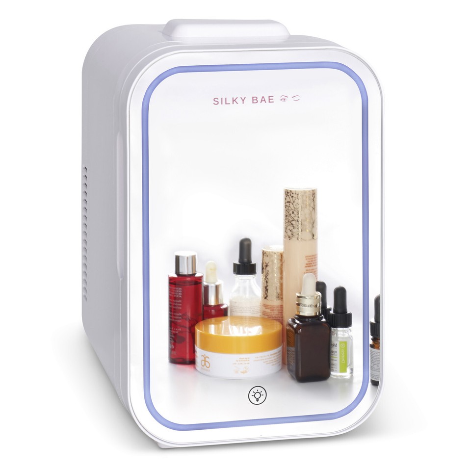 Silky Bae LED Mirror Mini Fridge Portable Beauty Ice Box Table Top ...