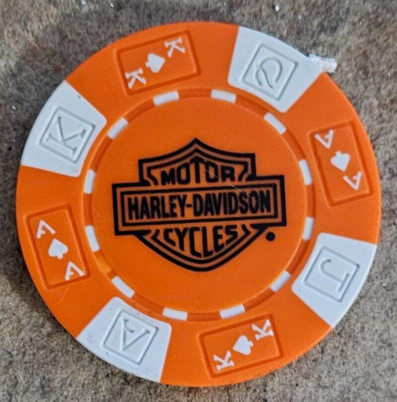 ATHENS HARLEY-DAVIDSON (OH) Orange/White AKQJ Signature Poker Chip | eBay