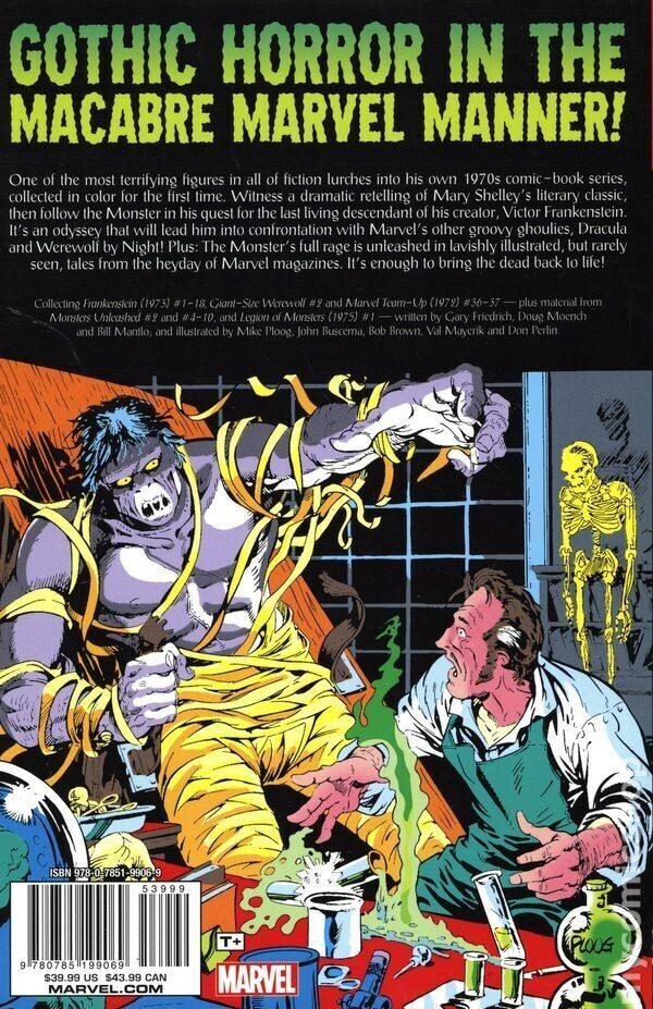 MONSTER OF FRANKENSTEIN TPB Marvel Horror Comics 536 PAGES TP | eBay