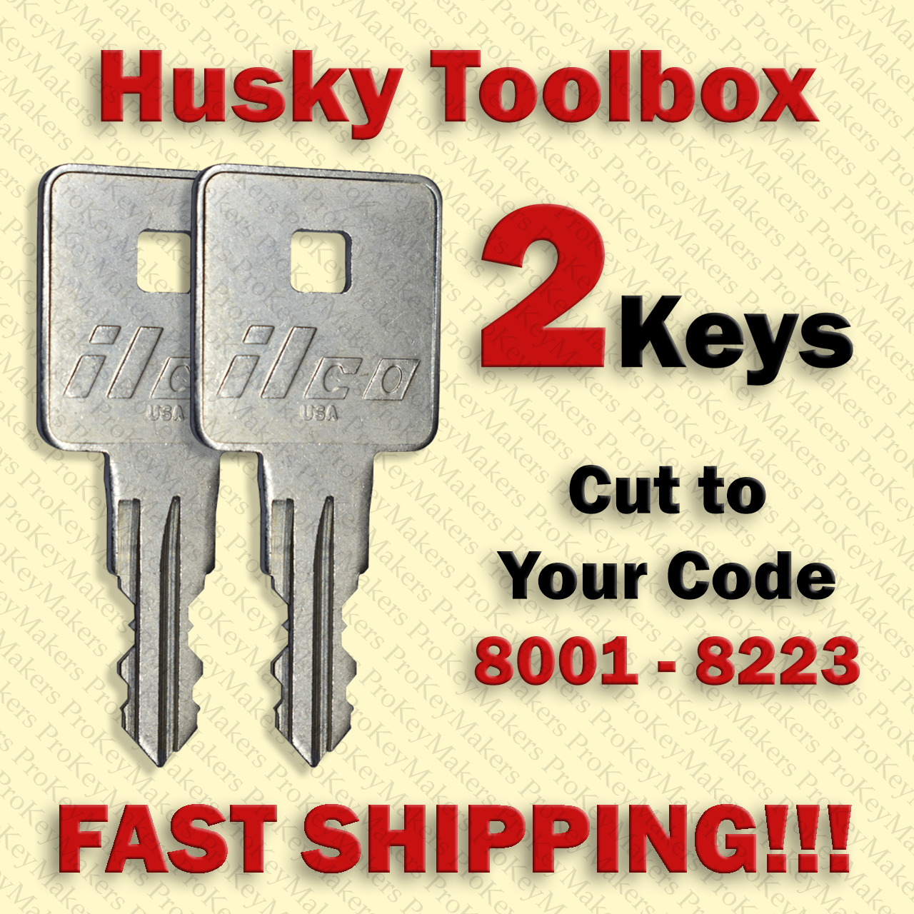 Husky Toolbox Key / (2) TWO KEYS / Select your code 8001 - 8223 | eBay