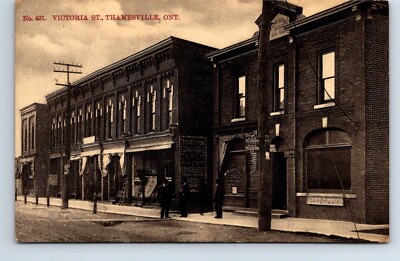 Postcard Canada Ontario Thamesville Post Office Telegraph Office Ladder ...