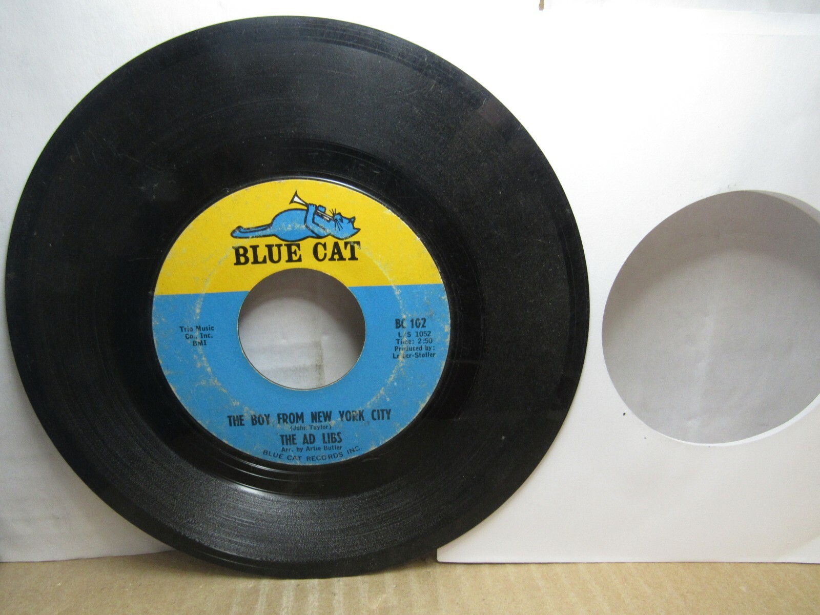 Old 45 RPM Record - Blue Cat BC 102 - Ad Libs - Boy From New York City ...