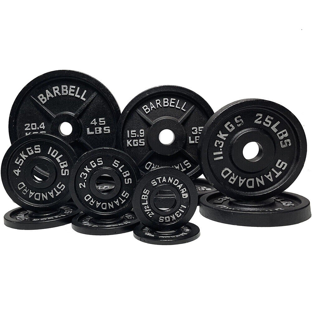 Olympic Barbell Plates 2 inch Solid Cast Iron Weight Plate Home Gym 25 ...
