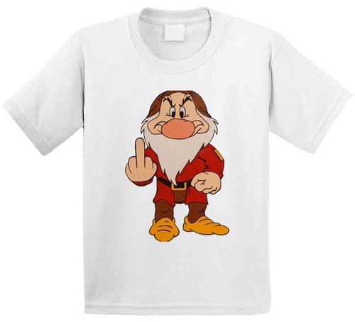 Grumpy Dwarf Middle Finger Funny Cartoon T Shirt | eBay