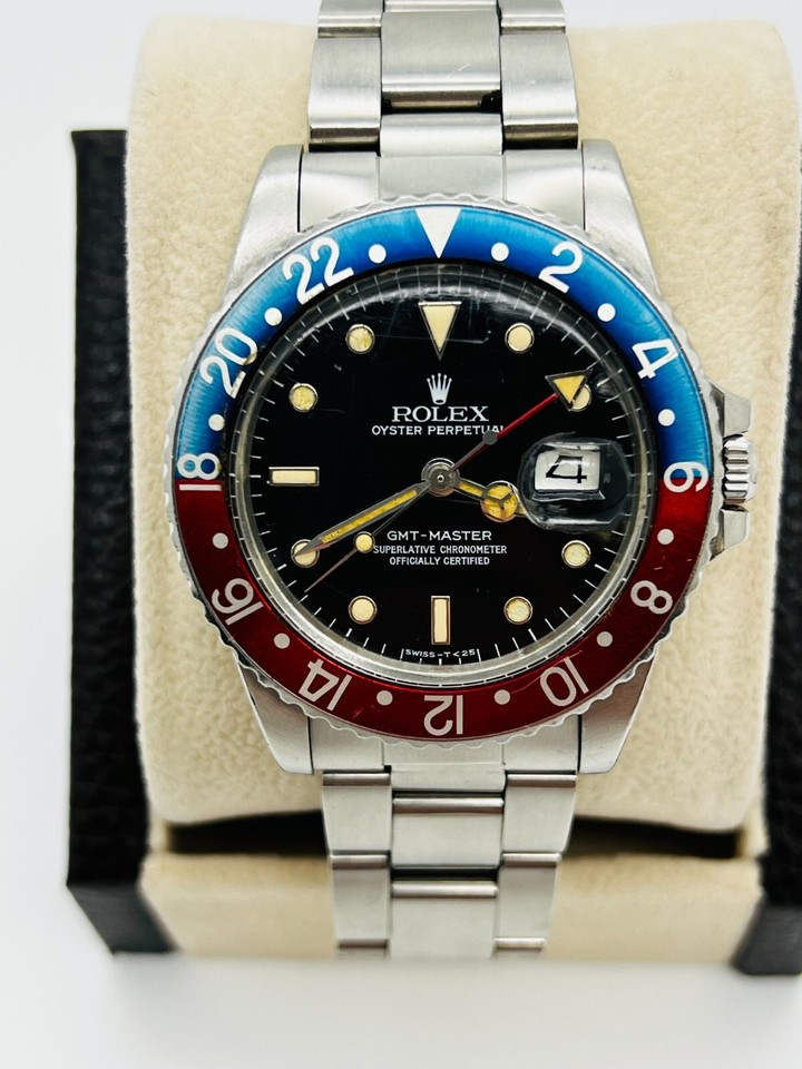 Rare Rolex 16750 GMT Master Pepsi Stainless Steel Original Spider ...
