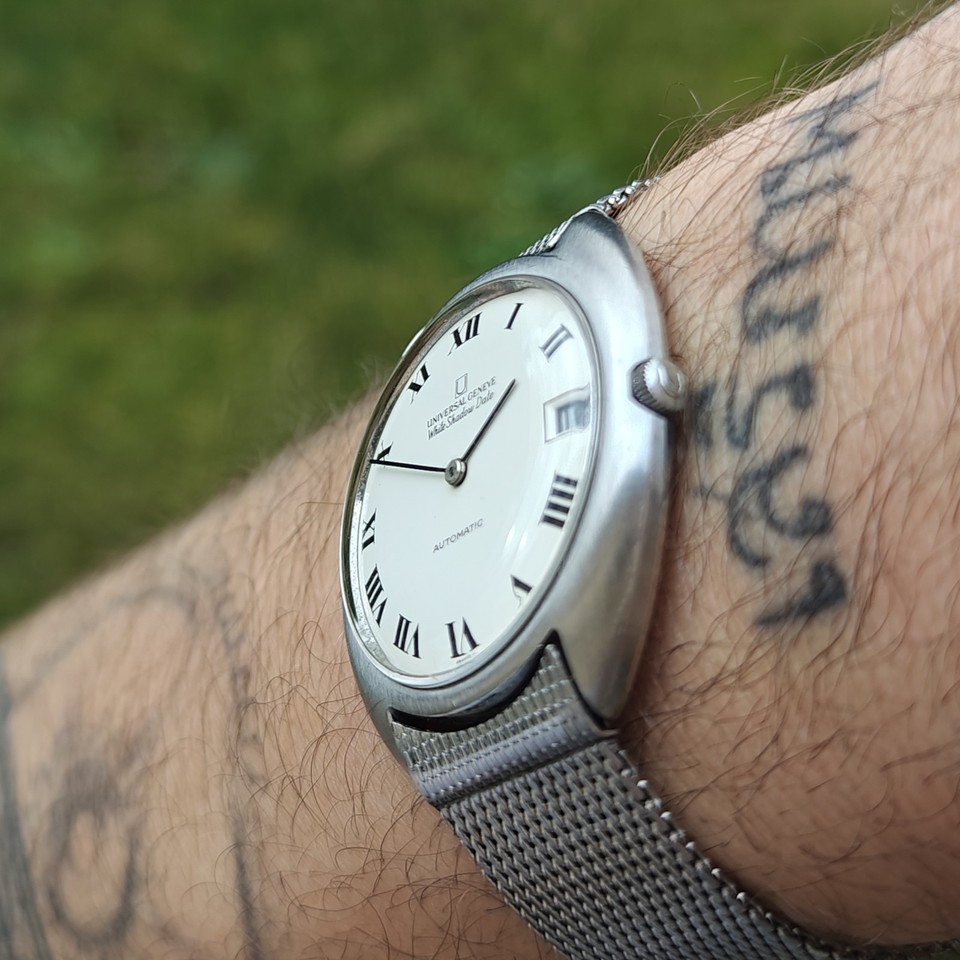 Universal Geneva White Shadow date Automatic Microtor Watch | eBay