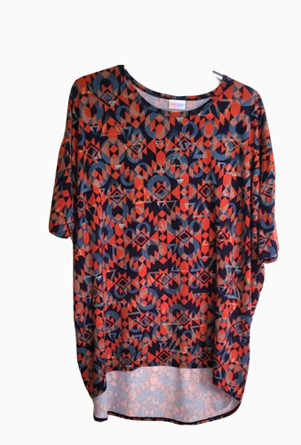LuLaRoe Top Womens XL (1X) Colorful Geometric 3/4 Sleeve Tunic Stretch ...
