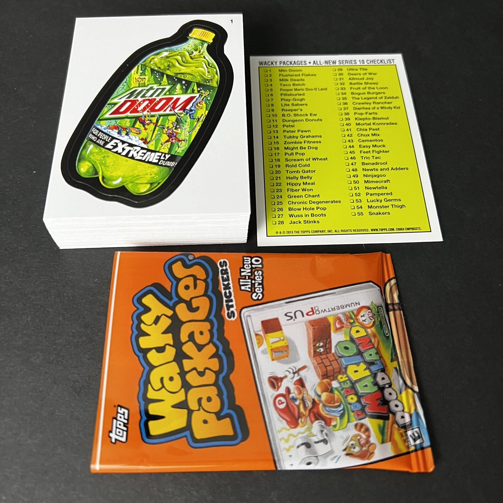 2013 WACKY PACKAGES ALL NEW SERIES ANS 10 COMPLETE SET 55 STICKER CARDS ...