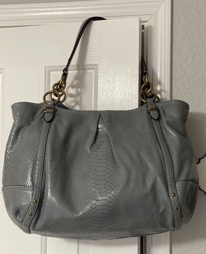 Coach Gray Leather Brass Hardware Triple Section Shoulder Bag 16834 (14 ...