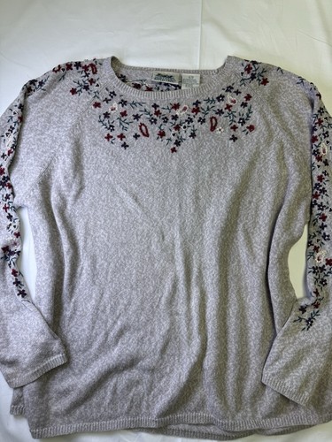 Vintage Northern Reflections Womens Oatmeal Embroidered Sweater XL ...