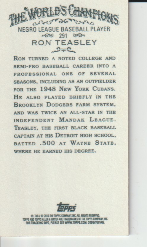 Ron Teasley , 2010 Allen & Ginter's #291 Mini | eBay