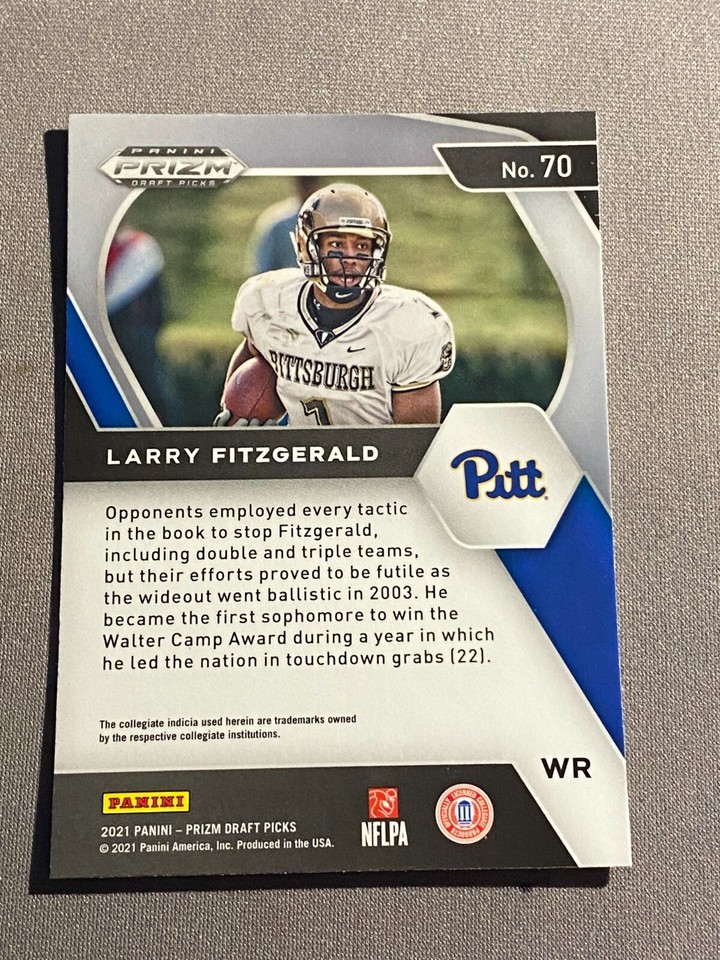 Larry Fitzgerald 2021 Panini Prizm Draft Picks #70 Pitt Panthers ...