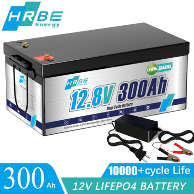 12V 300Ah Deep Cycle LiFePO4 Lithium Battery 300A BMS for RV Solar Boat ...