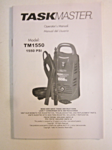 TaskMaster Power Washer Manual 2009 Model TM1550 | eBay