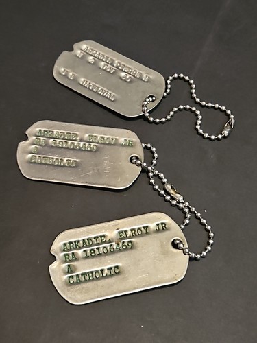 3-RARE KOREAN WAR SOLDIER DOG TAGS/TAGS ID TO SOLDIER ELROY ARKADIE JR ...