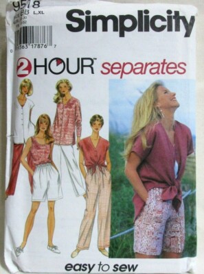 Simplicity Pattern 9518 Sizes L - XL Misses Easy Blouses Pants Shorts ...