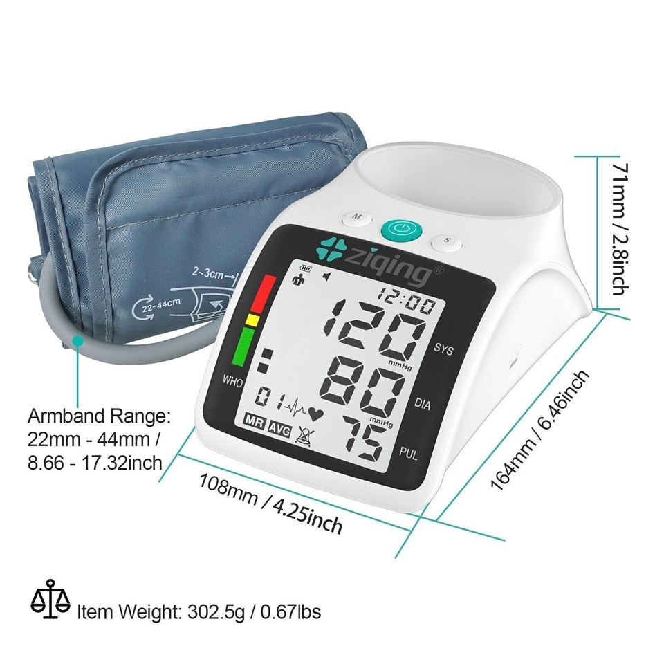 Blood Pressure Monitor Upper Arm Heart Beat Meter BP Machine Cuff for ...