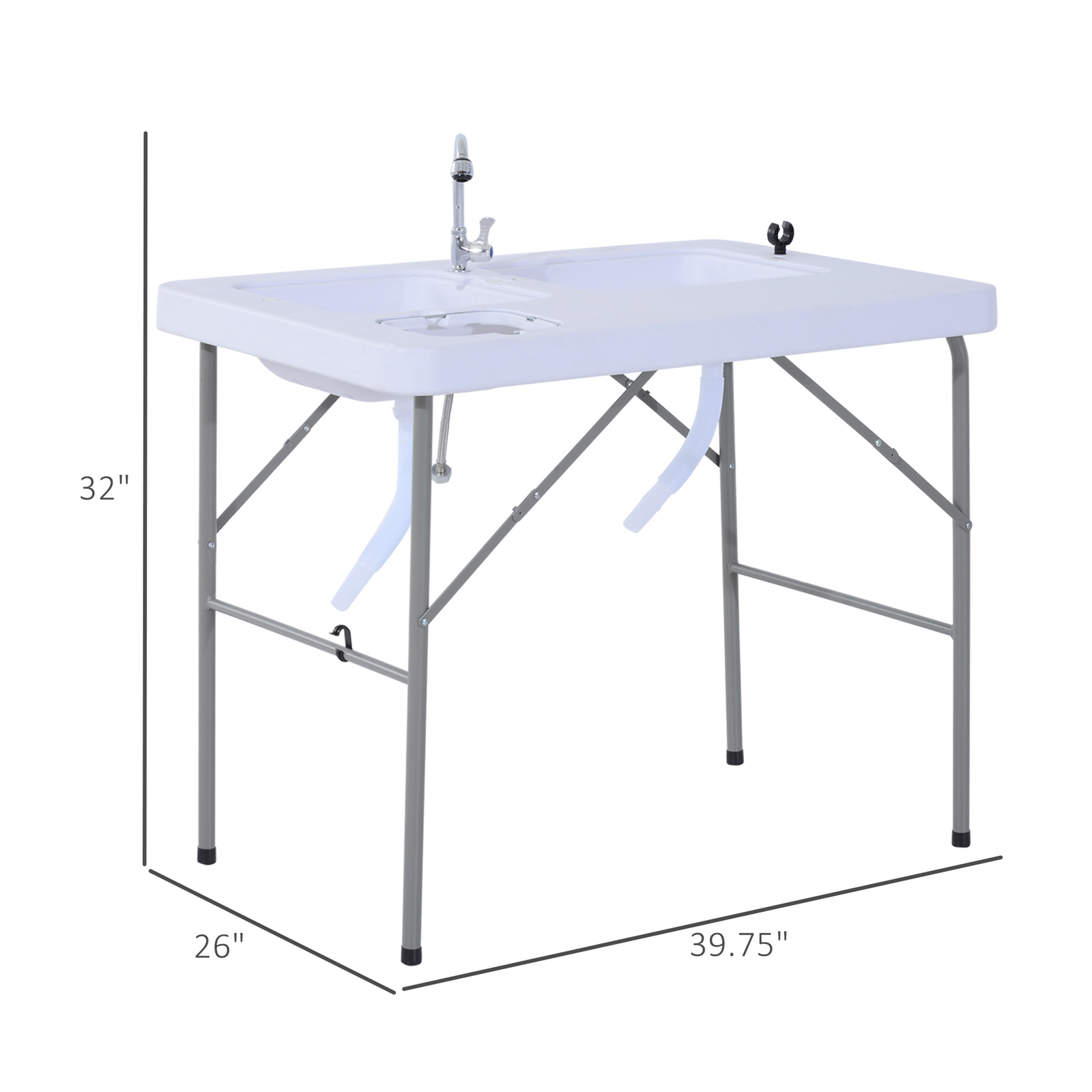 Outsunny A20033 Portable Folding Camping Sink Table with Faucet and ...