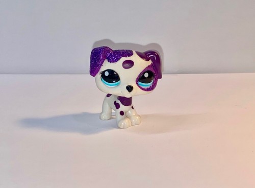 LPS Littlest Pet Shop #2136 Purple Glitter Sparkle Dalmatian Blue Eyes ...