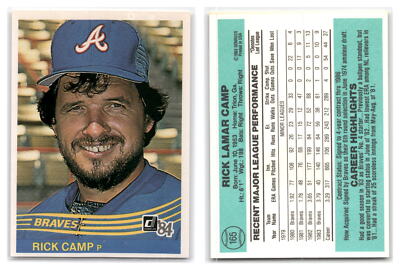 1984 Donruss #165 Rick Camp - Atlanta Braves | eBay