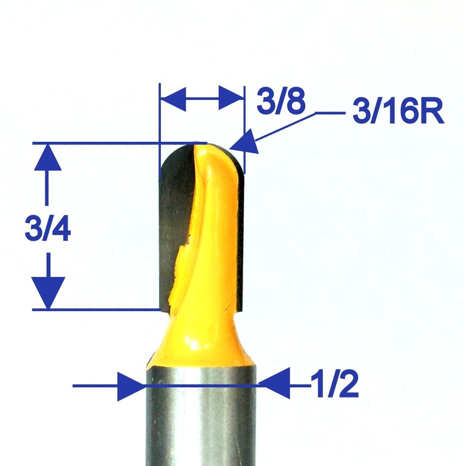1pc 1/2" Shank 3/8" Diameter 3/4" Long Ball Round Nose Router Bit sct ...