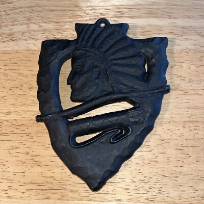 Vintage Country Cast Native American Arrowhead Face Cast Iron Trivet ...