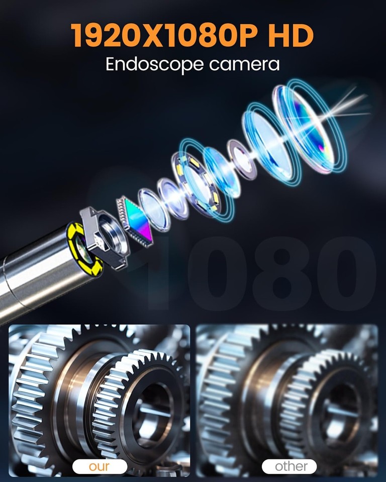 Endoscope Camera with Light[360°Rotation], 1920P HD Articulating Borescope | eBay