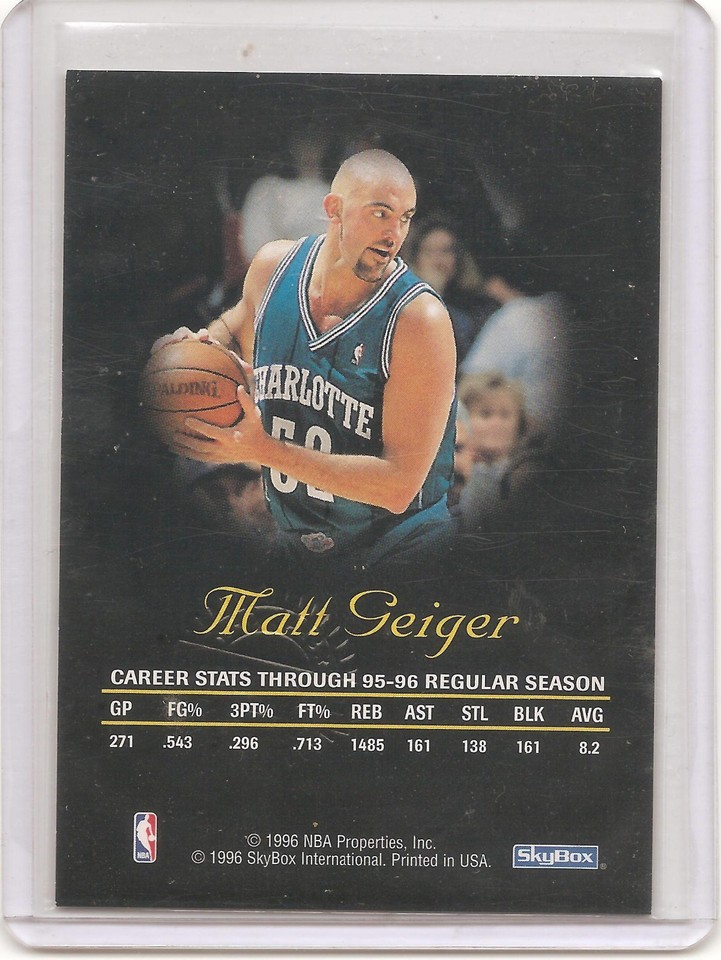 1996-97 Skybox Premium Autographics Baskerball Card Matt Geiger ...
