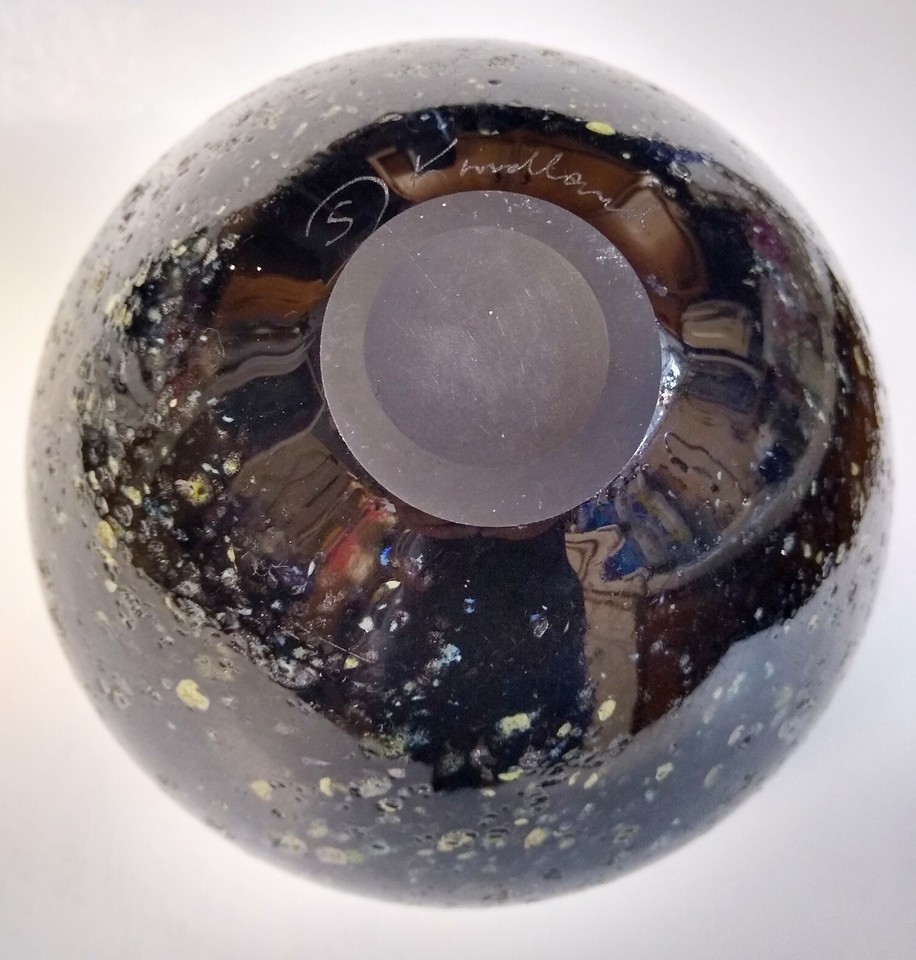 Signed Suzanne Kindland Icefire Glassworks Art Glass Vase Iridescent ...